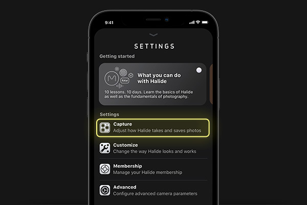 Choose your Process and shooting in RAW – Halide Support